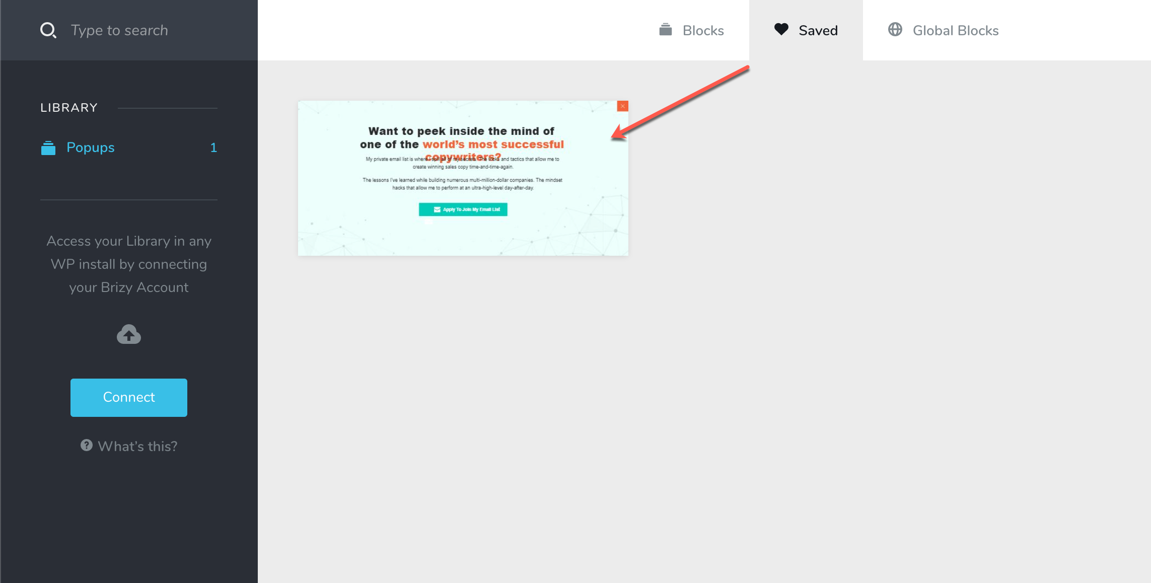 Cannot find the popup – Brizy Help Center